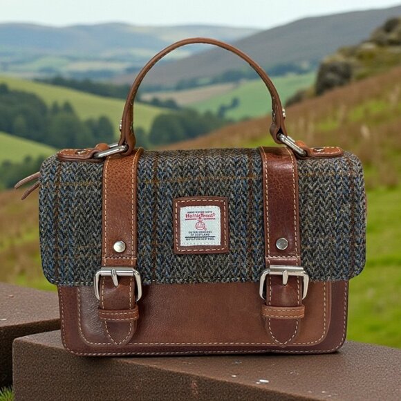 Harris Tweed | Bags | Harris Tweed Das Impex Leather Crossbody Satchel ...